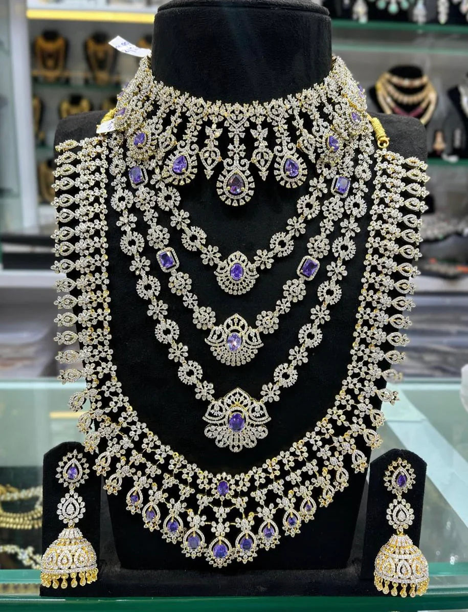 American Diamond Jewellery Set for Wedding - American Diamond Necklace ...
