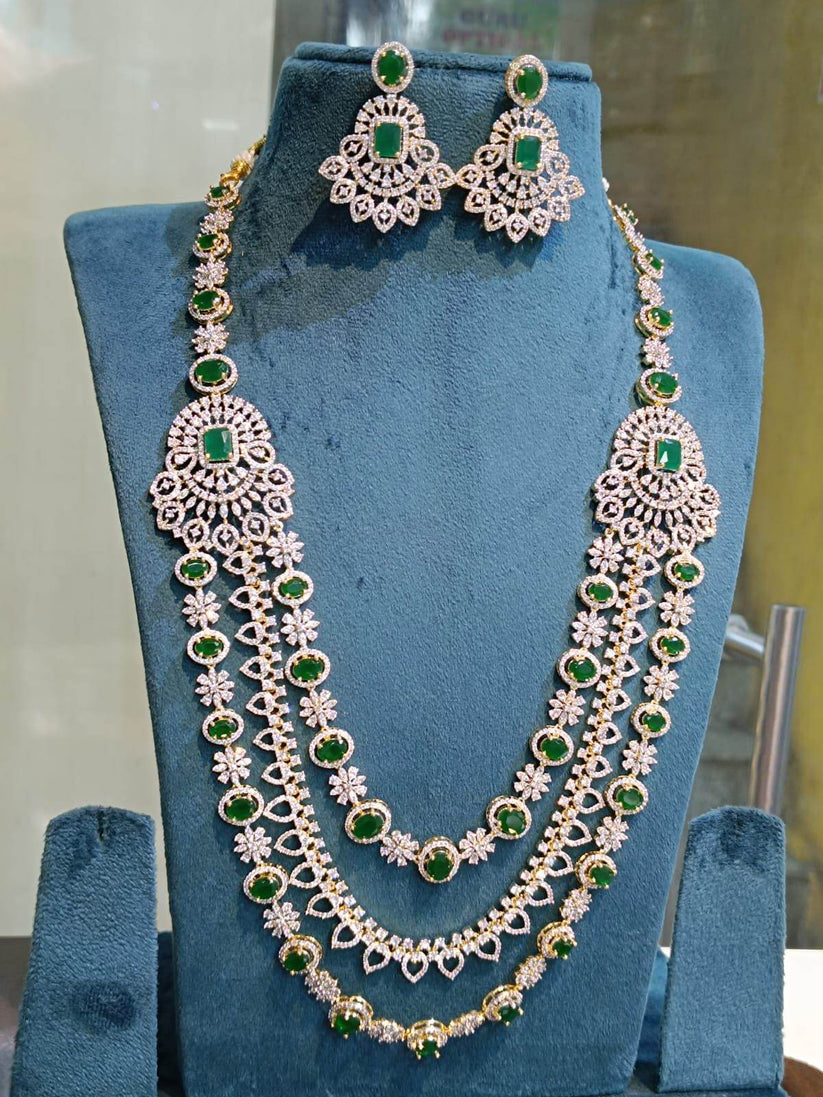 American Diamond Stones Bridal Layer Haram – Nakshatra Jewels