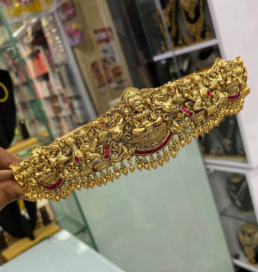 Nagasi Work with Kempu Stones Bridal Hip Belt – Nakshatra Jewels