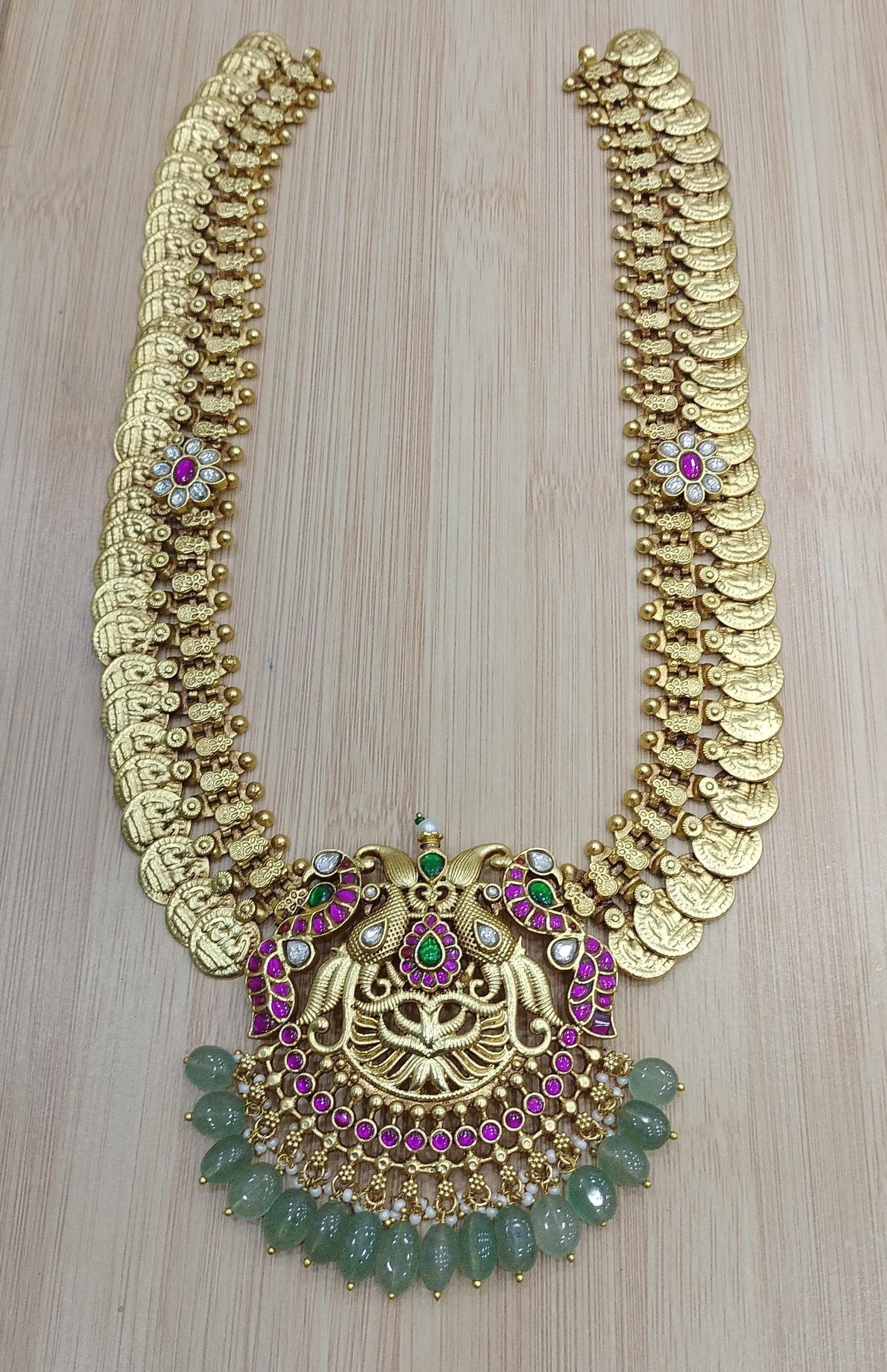 Premium Kaasu Mala With Jaadu Kundan Stones Pendent – Nakshatra Jewels