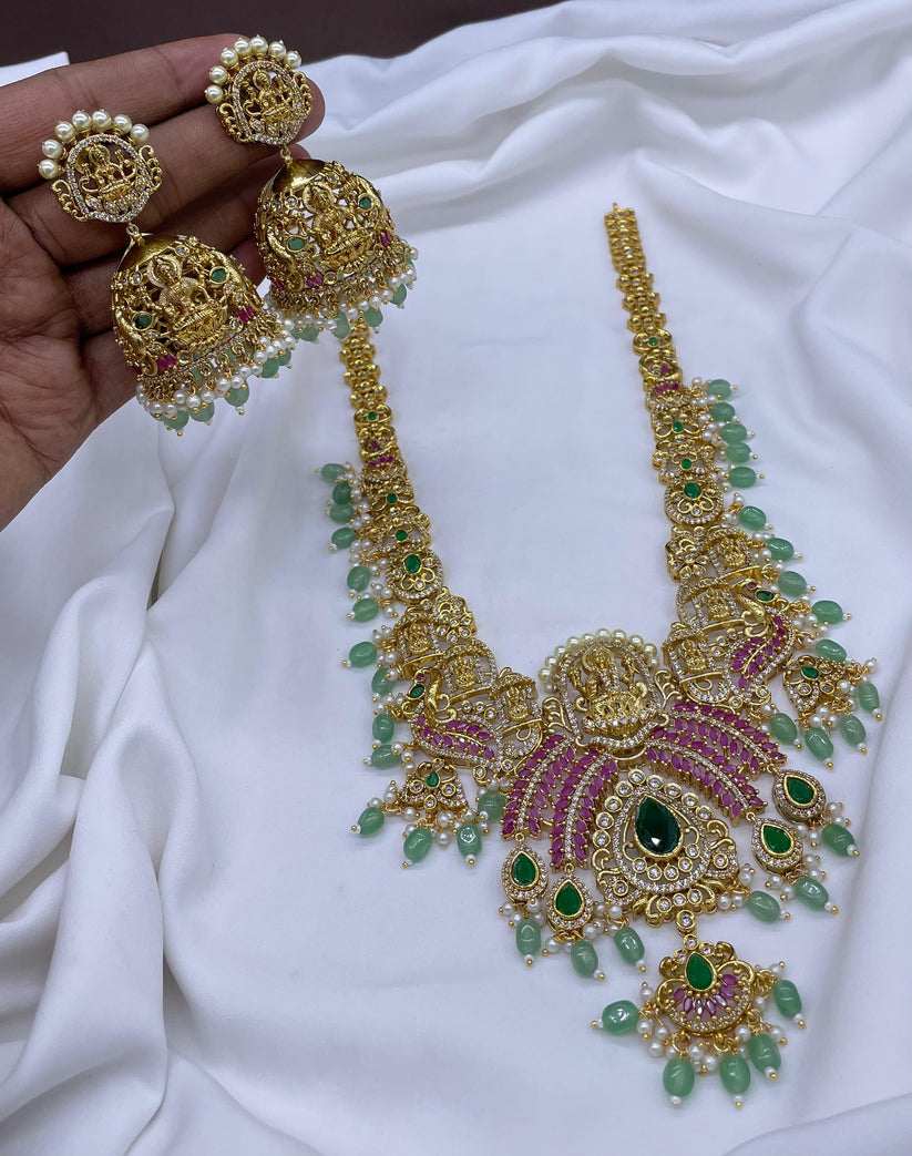 Nakshi Work with AD Stones Bridal Haram – Nakshatra Jewels